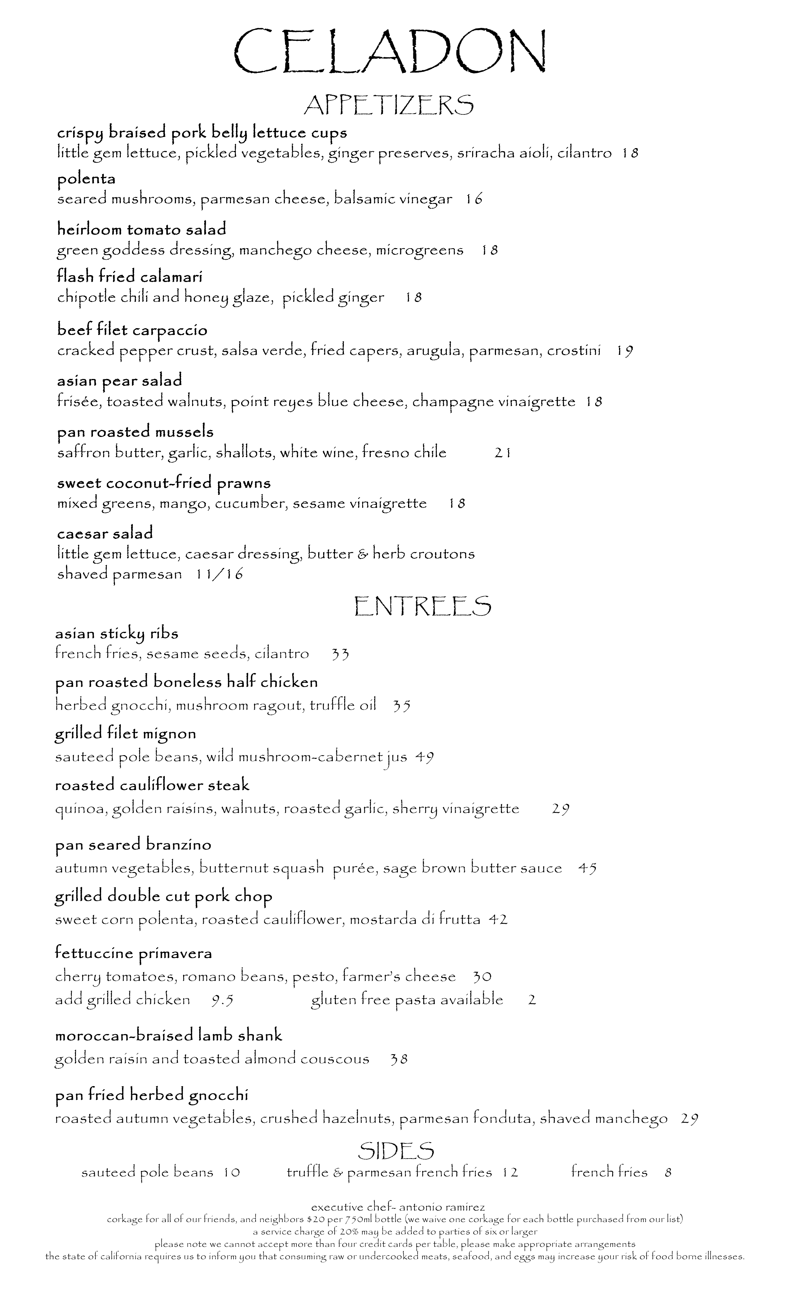 Celadon | Napa Valley Restaurant Food and Wine - Downtown Napa